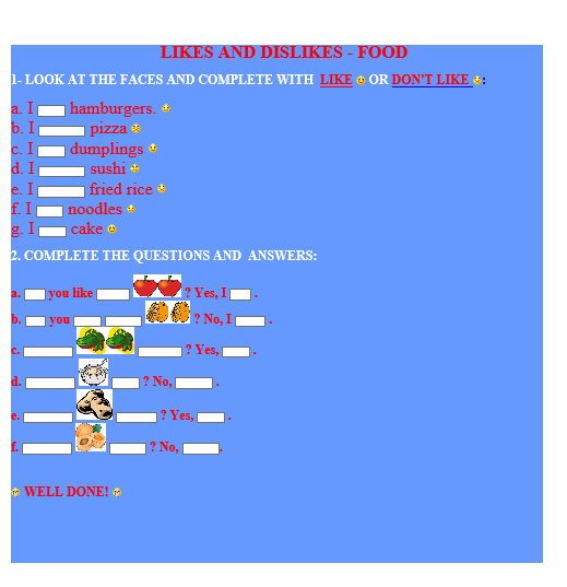 Primary English Siglo XXI School: LIKES AND DISLIKES. FOOD