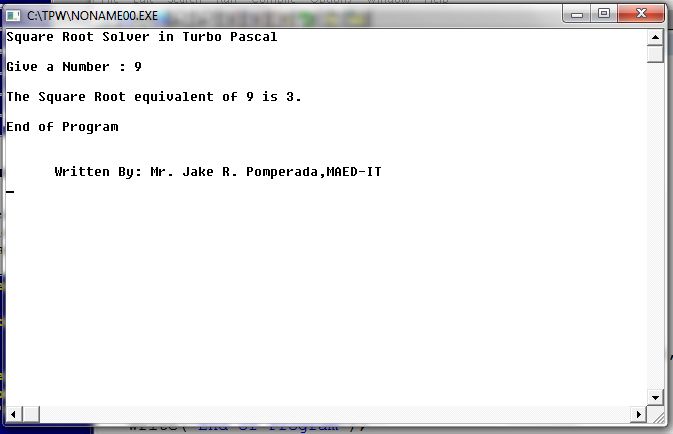 Free Programming Source Codes And Computer Programming Tutorials Square Root In Turbo Pascal