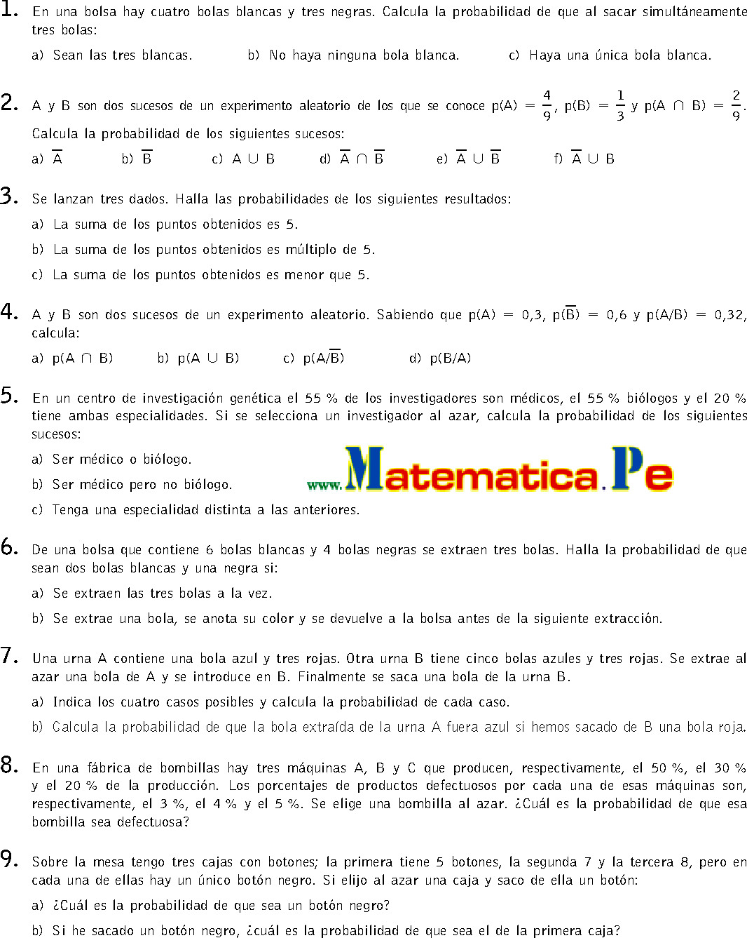 Estadistica Y Probabilidad Ejercicios Resueltos De Primero