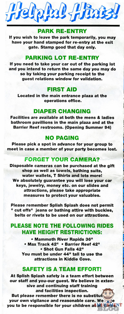 The Amusement Blog: Splish Splash Long Island 1994 Park Map