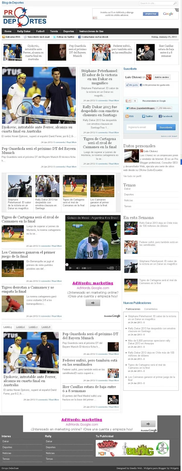 Plantillas para blogger para mi blog de deportes