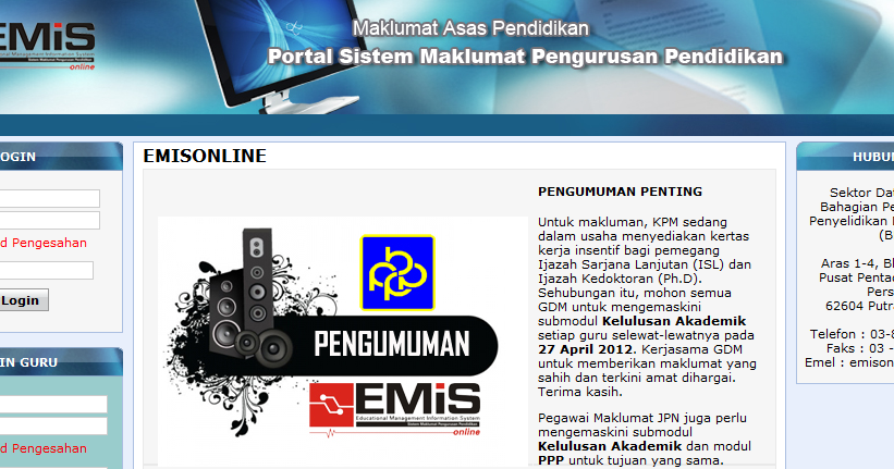 kssronline.net - KSSR, DSKP, UPSR, LINUS: Portal EMIS Online | Sistem ...