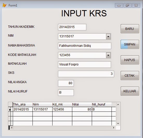ProjectX.ID: Program Input KRS dengan Foxpro