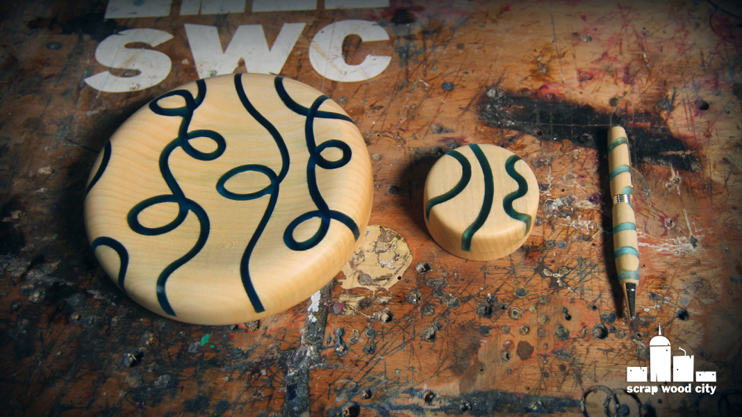 scrap wood city: Epoxy resin, CNC machine and woodturning experiments