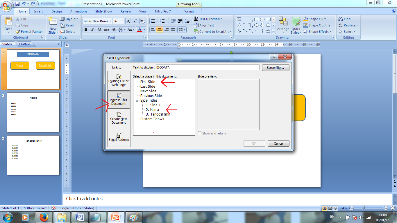 Belajar dasar office: Fungsi dan Cara Membuat Hyperlink di Powerpoint