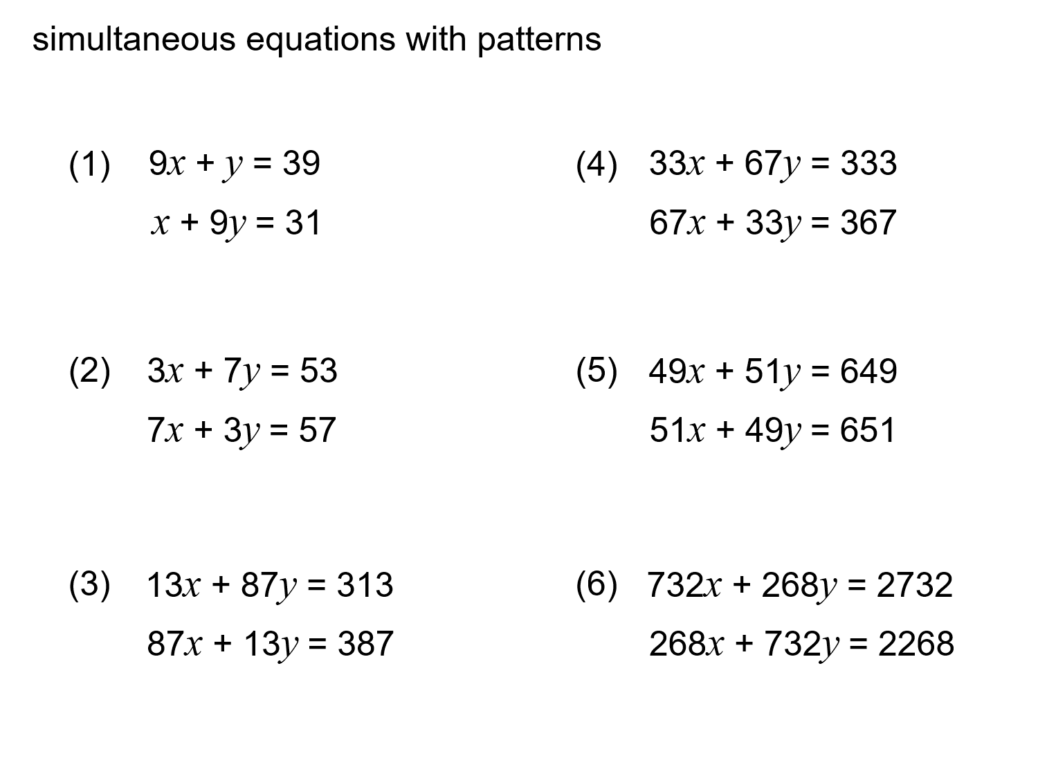MEDIAN Don Steward mathematics teaching: simultaneous equations with ...