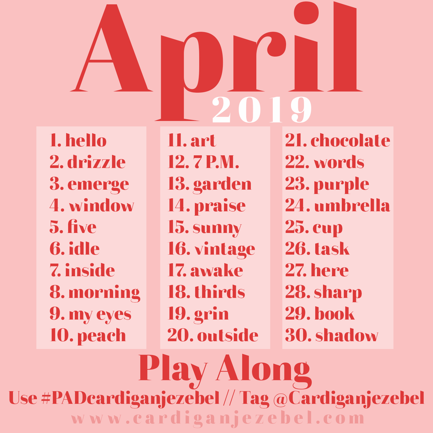 Photo Challenge || April 2019 - Cardigan Jezebel