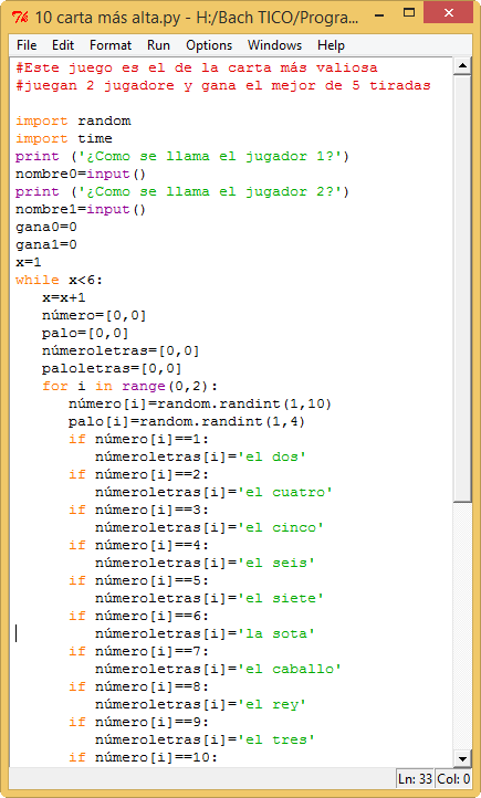 Python 10. Colores en inglés y Juego de cartas ~ Tecnología e Informática