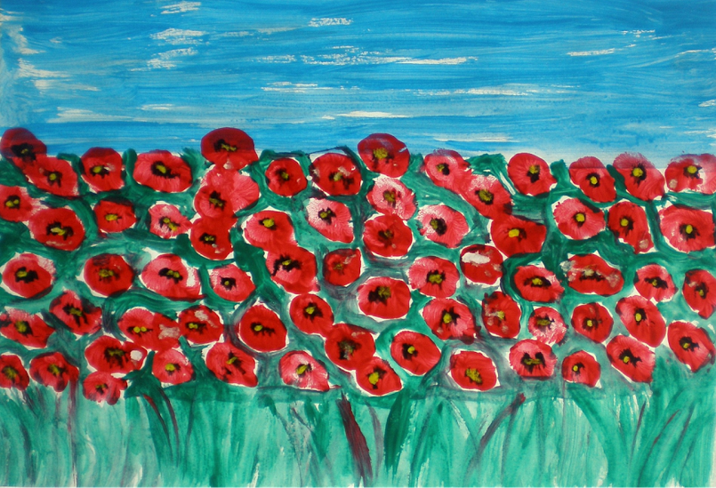 Câmpul cu maci - dactilopictură - Materiale didactice de 10(zece)