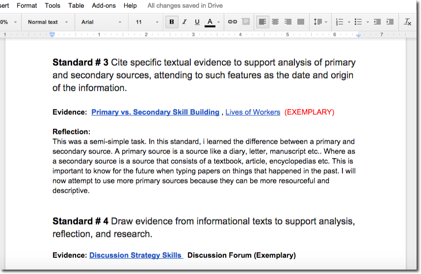 Flipped-History: Student Progress Monitoring With Google Doc Portfolios