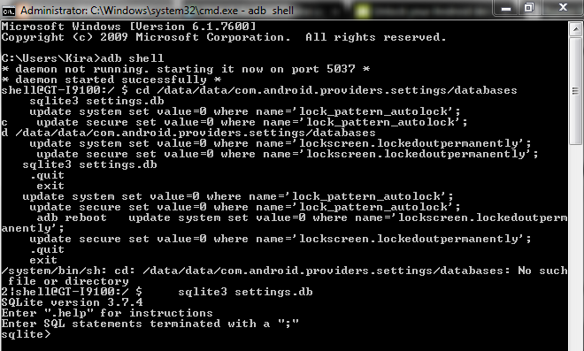 Hacking or Unlocking Android Device using adb commands