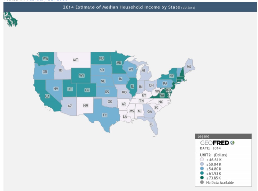 EconomicPolicyJournal.com: Median Household Income By State