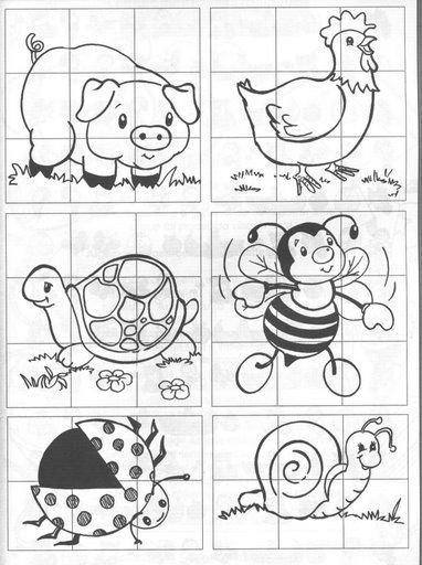 Puzzle cu animale de colorat