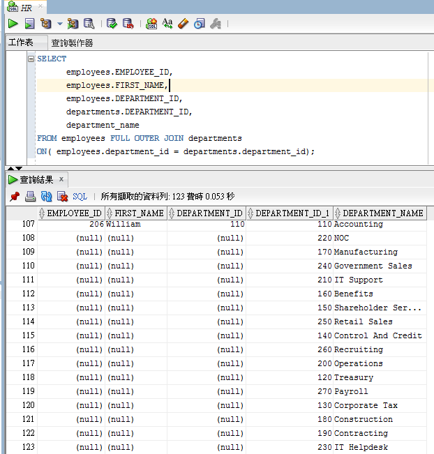 Java程式教學甘仔店: Oracle SQL full outer join 用法教學 Java程式教學甘仔店: Oracle SQL full outer join 用法教學
