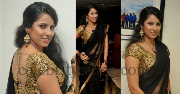 Sravya Reddy Black Half Saree - Saree Blouse Patterns