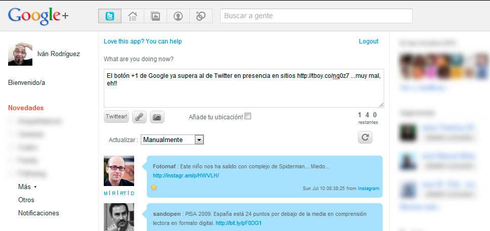 Cómo usar Twitter desde Google Plus - TwittBoy.com