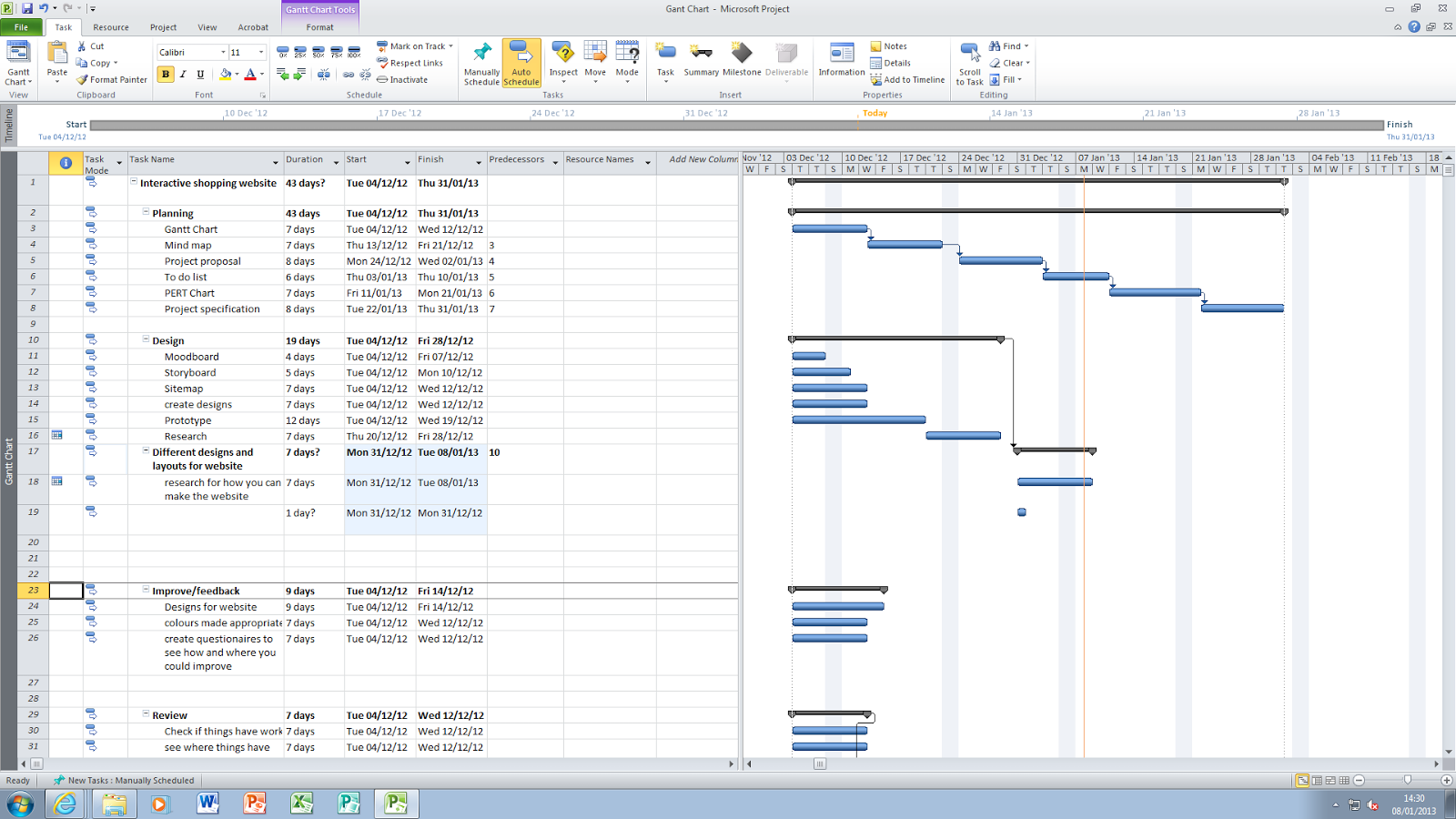 Unit 17 - Project planning - Progress blog: May 2013