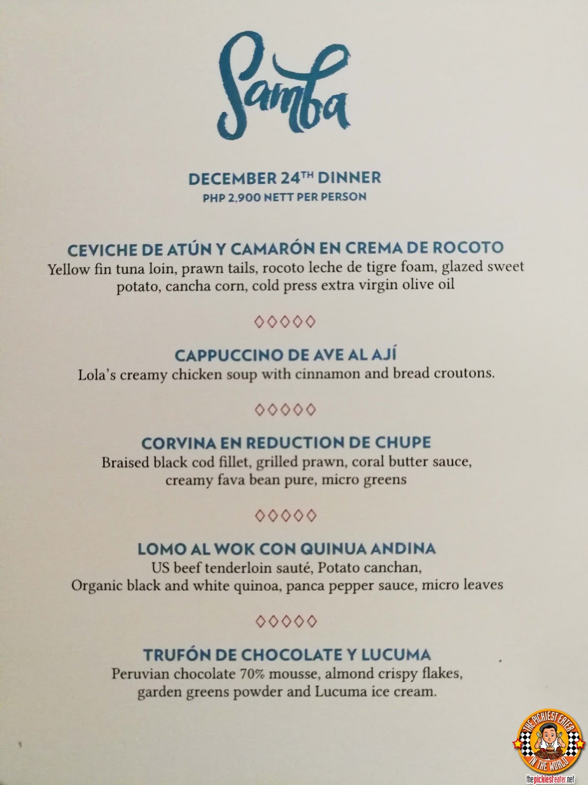 THE PICKIEST EATER IN THE WORLD: THE HOLIDAYS COMES ALIVE AT SAMBA ...