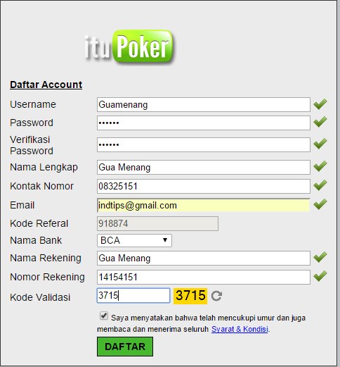 Tutorial W88: Cara Daftar Akun Judi ITUPOKER Lengkap Dengan Gambar 2016