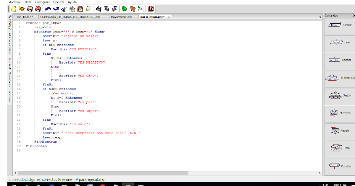 LÓGICA Y ALGORITMIA : CODIGOS PSEINT
