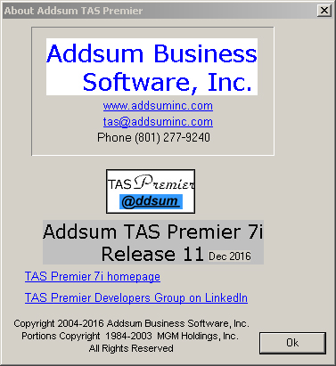 Addsum Business Software, Inc.: TAS Premier 7i release 11 new features
