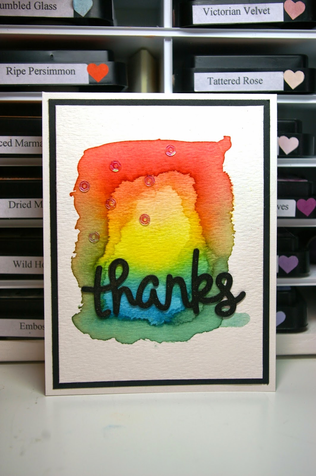 Zoey and the furballs: Thanks Card Using a Watercolor Technique