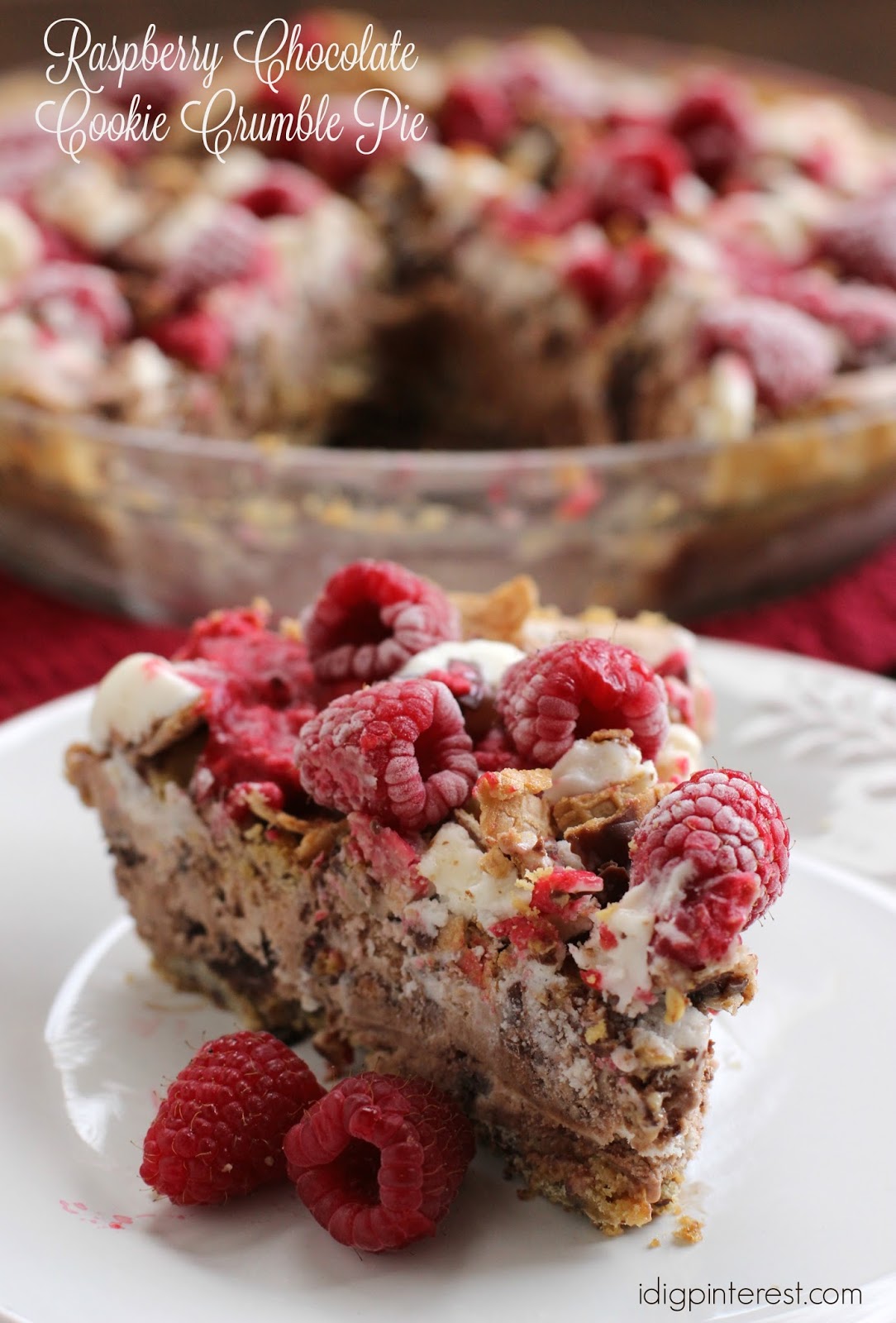 Frozen Raspberry Chocolate Cookie Crumble Pie - I Dig Pinterest