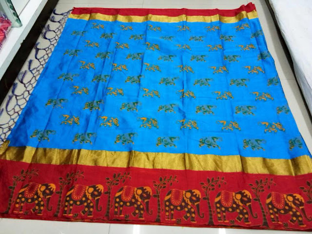 New model cotton saree with Pigment work |Cotton sarees 2018