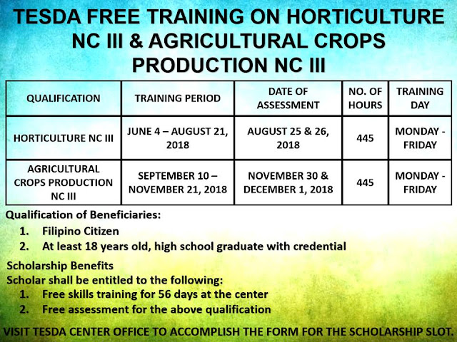 FREE TRAINING! TESDA Horticulture NC III and Agricultural Crops ...