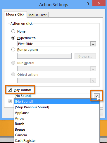 Inserting action buttons
