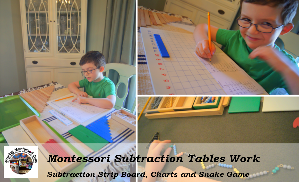 Montessori Subtraction Tables Work - "Making Montessori Ours"