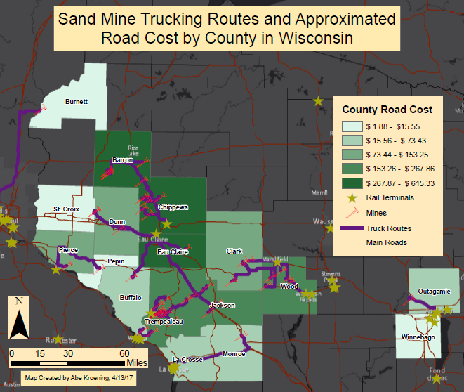 GIS II: Geog 337: Network Analysis of Frac Sand Mines