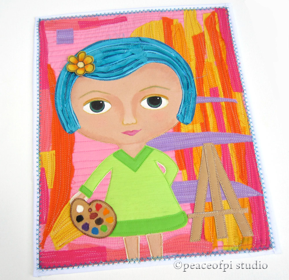 peaceofpi studio: Painter Girl Stitched Art Journal Portrait