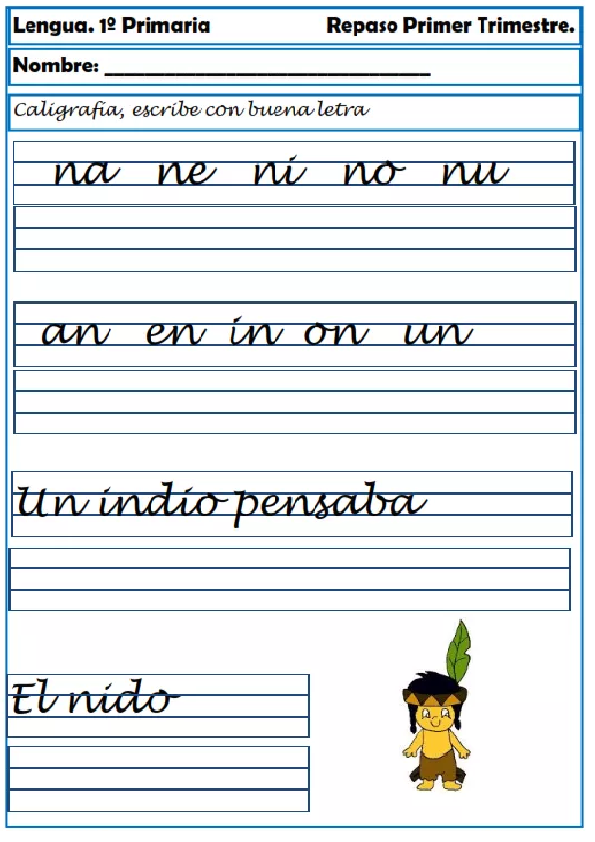 ERIKA ROJAS PORTILLA: TALLER DE CALIGRAFÍA PARA PRIMERO DE PRIMARIA