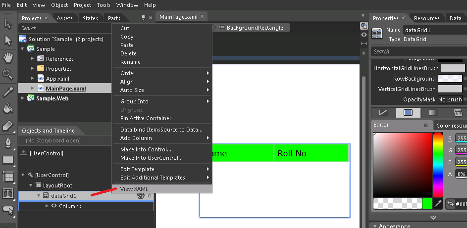 how to change datagridview header color using blender