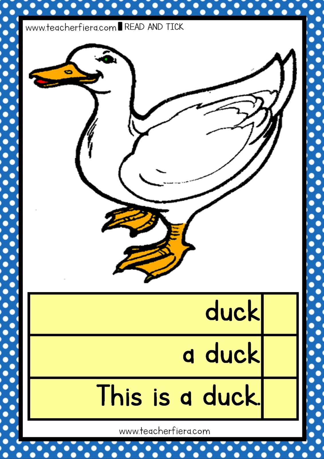 teacherfiera.com: READ AND TICK (COLOURED VERSION)