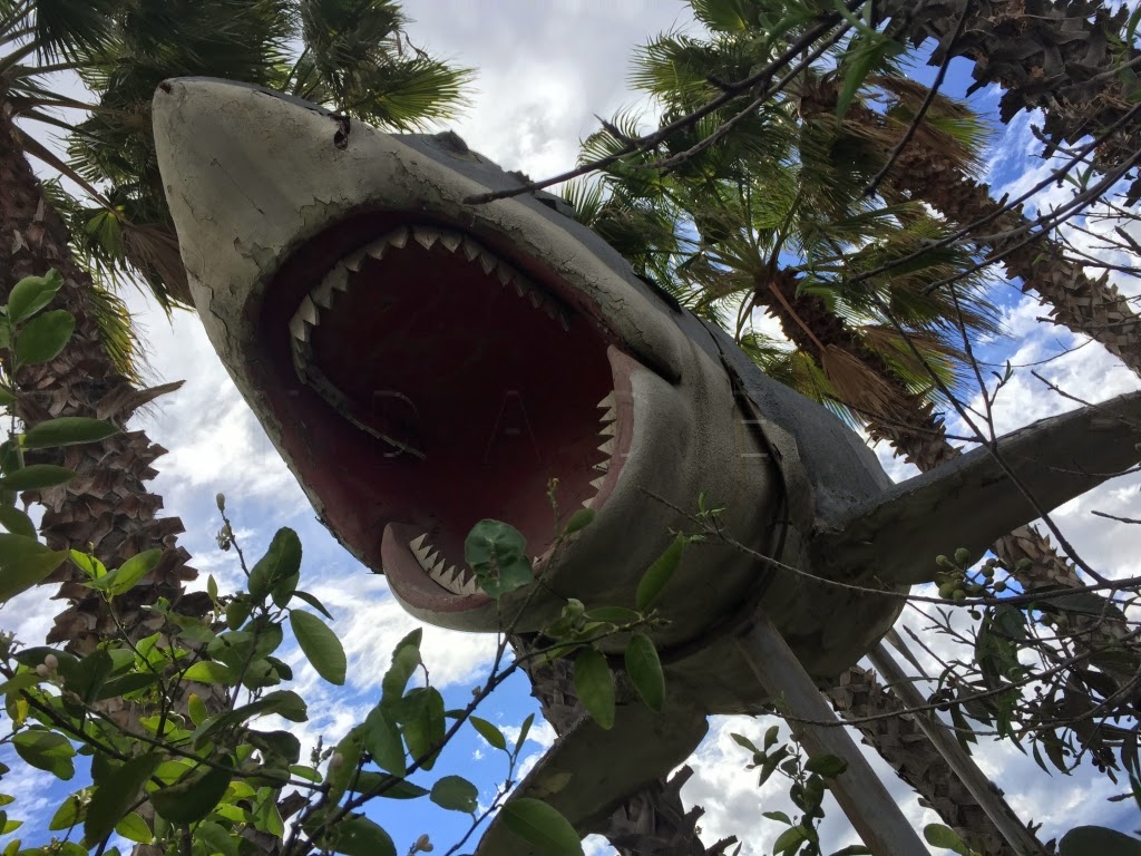 Dearly Departed Tours Hollywood: JAWS Shark in the trees - Junkyard Bruce