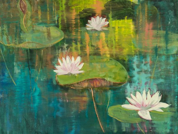 Susan Fowler Fine Art: Landscape Oil Painting "Lily Pond VI " by ...