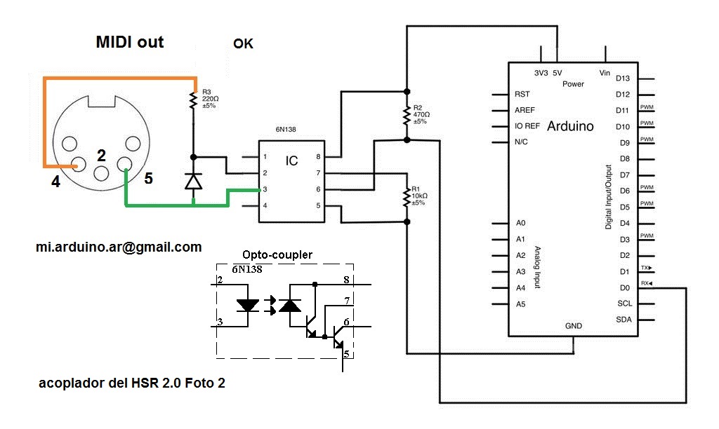 Arduino y mis creaciones. Argentina: Arduino MIDI piano LED