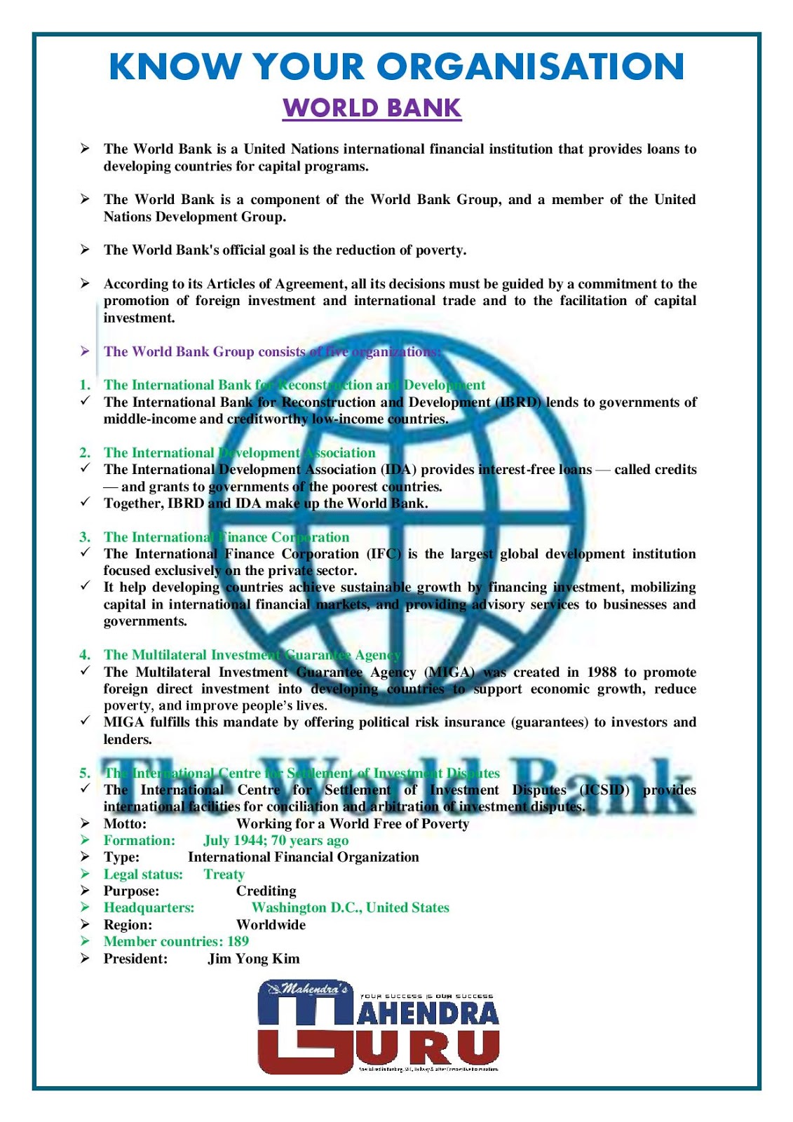 Know Your Organisation - World Bank