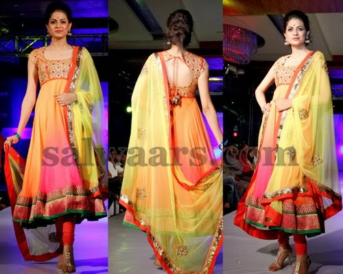 Tri Color Broad Back Neck Salwar - Indian Dresses