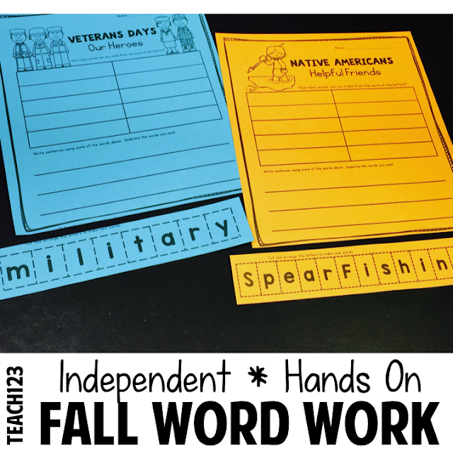 Independent Word Work for Fall: Making Words | Teach123