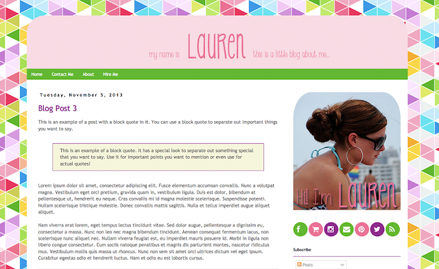 Premade Blog Template: Lauren