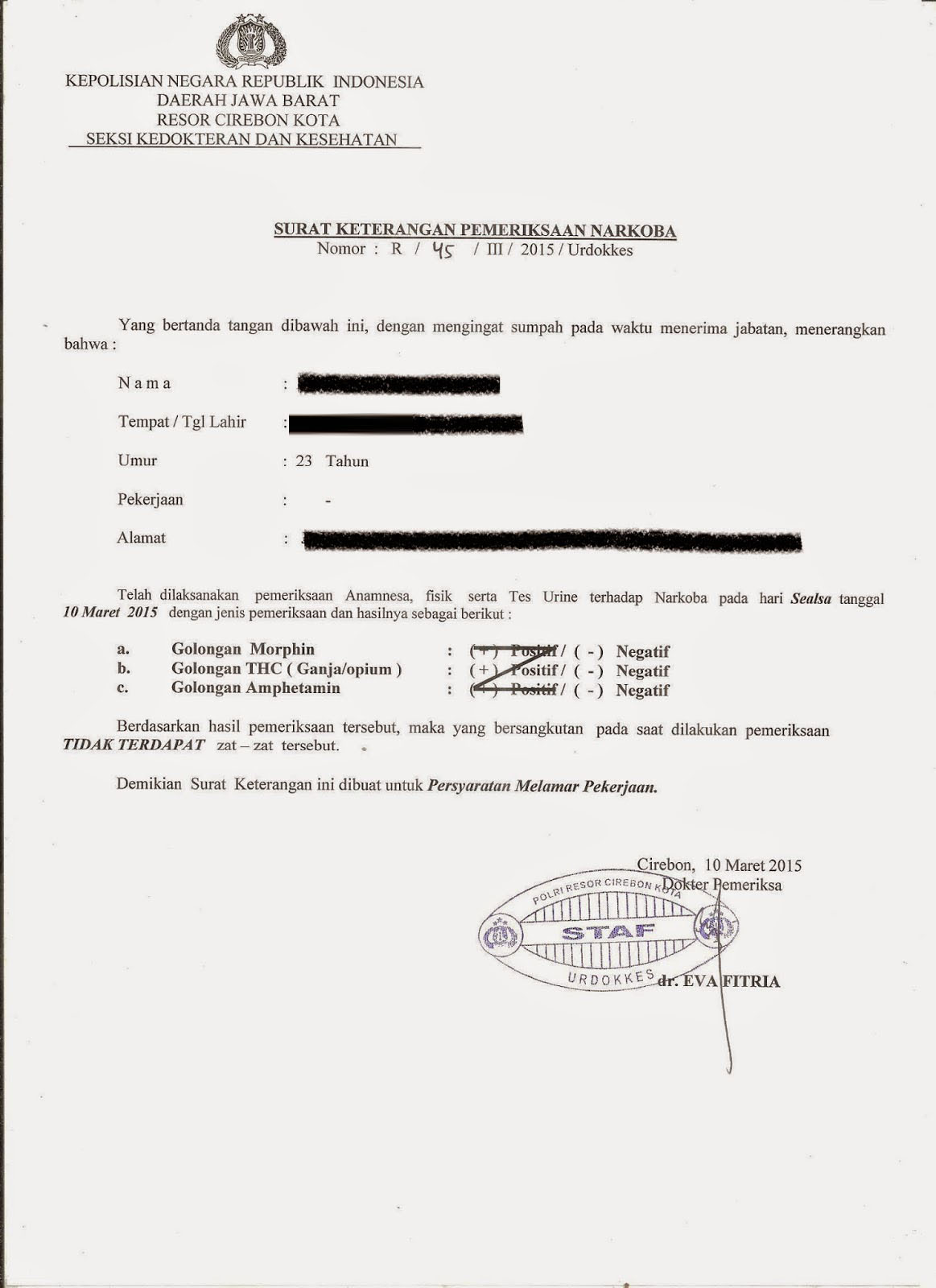 Cara Mengurus Surat Keterangan Bebas Narkoba (SKBN)