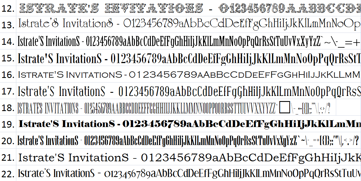 Invitaţii de nuntă / botez: Fonturi