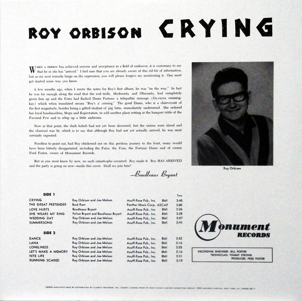 C A N G U L E I R O8: ROY ORBISON - CRYING (1962)