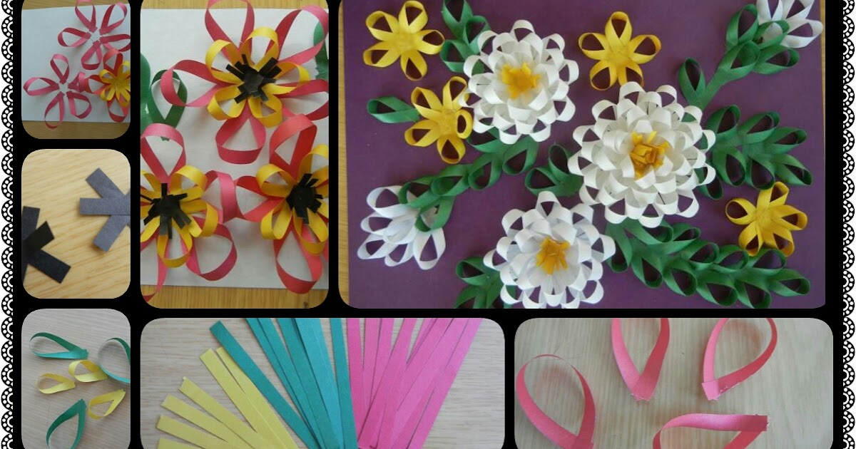 Flowers from paper strips - crazzy craft