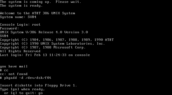 The Unix Legacy: Постинсталляционная настройка AT&T UNIX System V Release 4