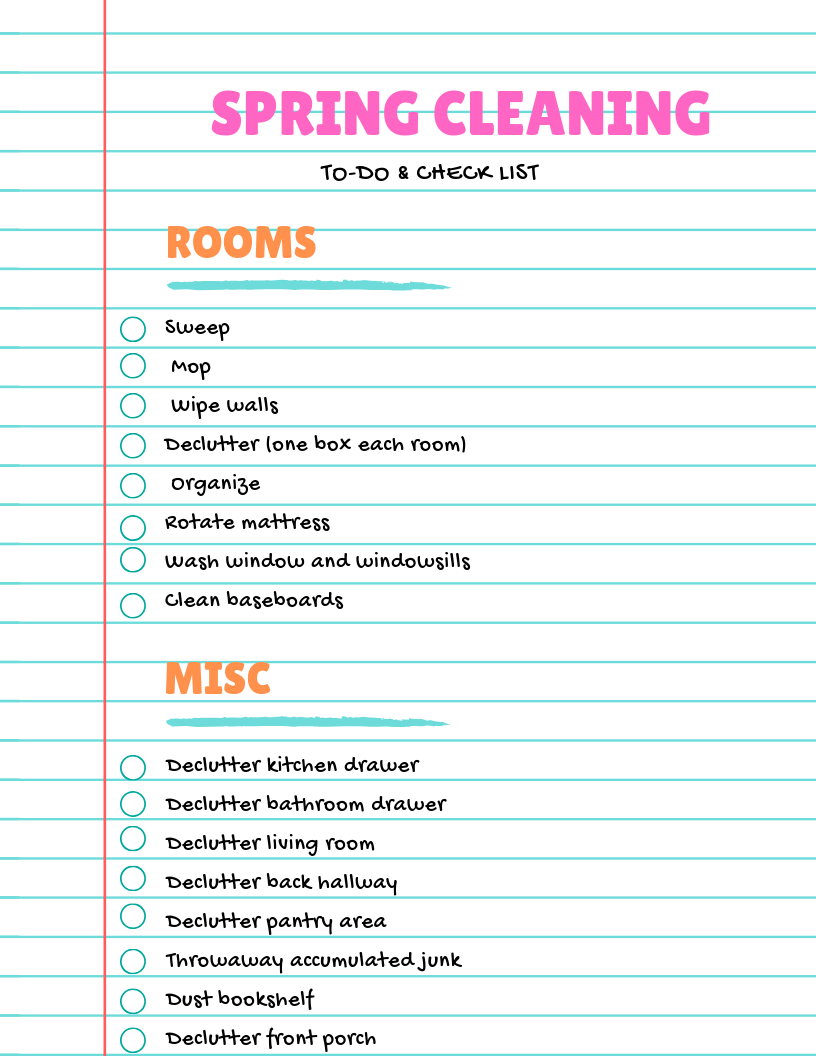 Spring Cleaning To-Do & Check List - Simply Tasheena