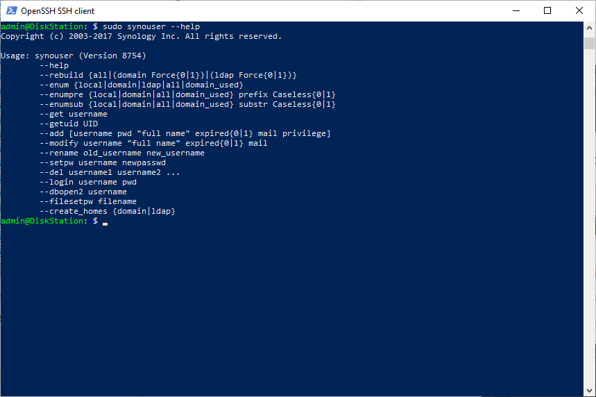 Synology: Commonly Used Commands